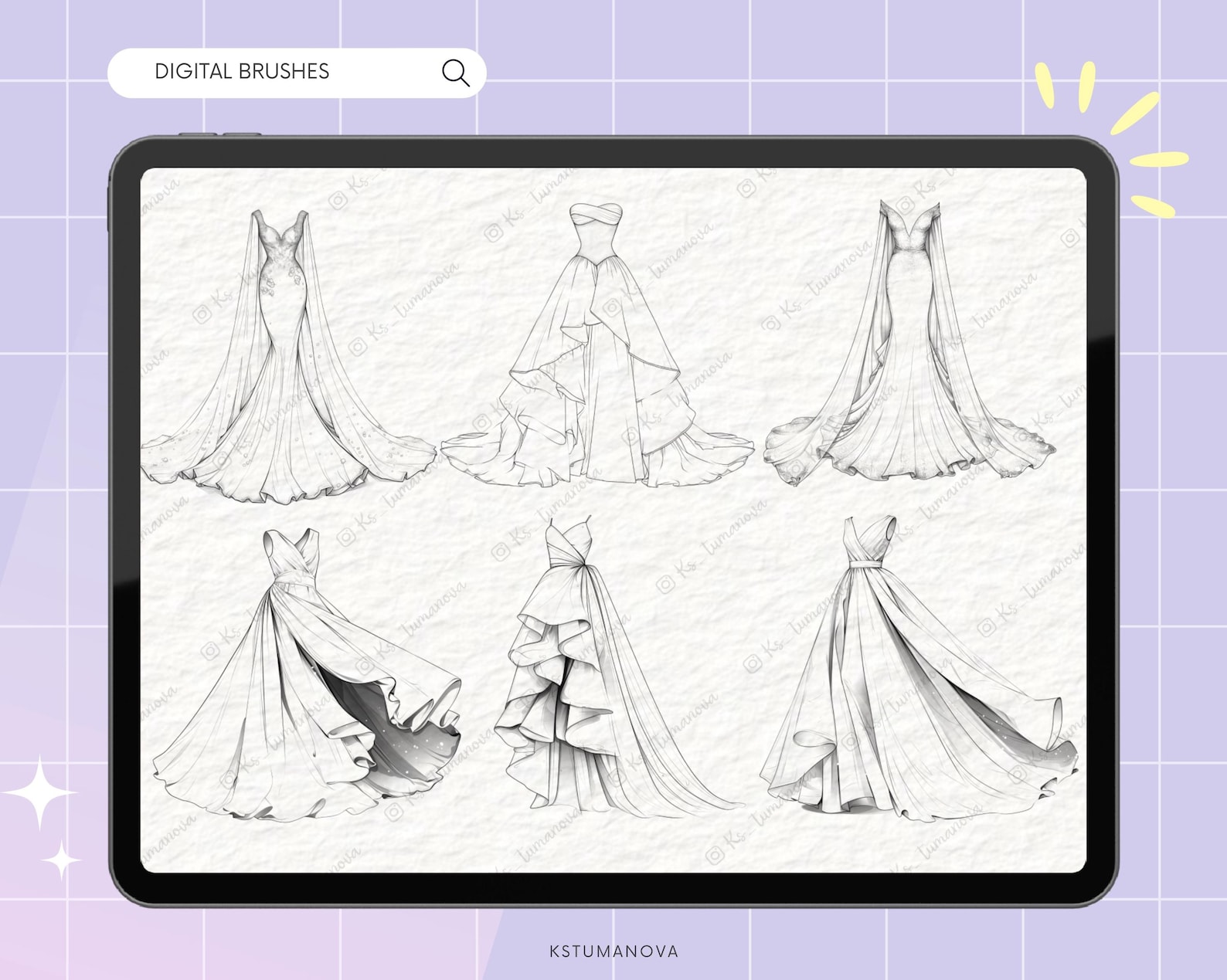 Photoshop Dresses Brushes. Procreate Fashion Dress Stamp Brushes ...