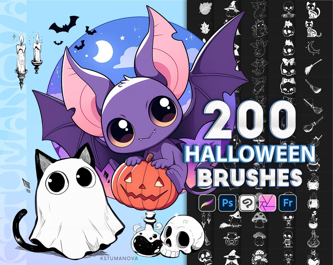 Photoshop Halloween Brushes. Procreate Halloween Stamps. Clip Studio ...