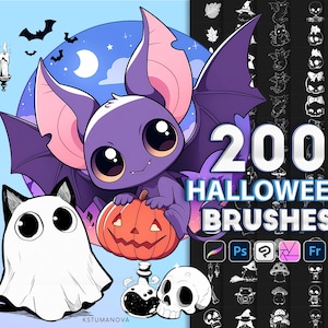 Photoshop Halloween Brushes. Procreate Halloween Stamps. Clip Studio ...