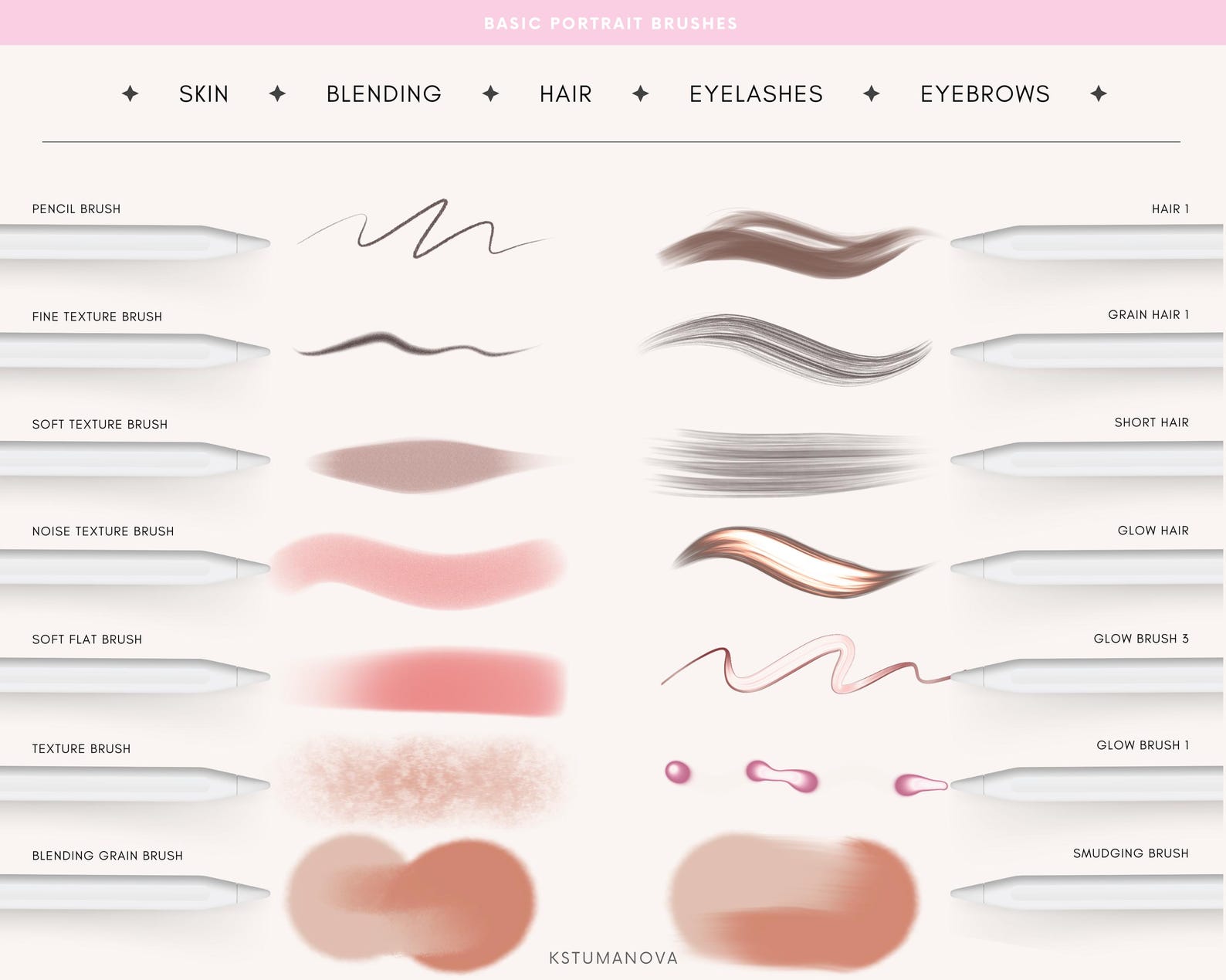 Procreate Basic Portrait Brushes. Procreate Hair, Eyelashes, Eyebrows ...
