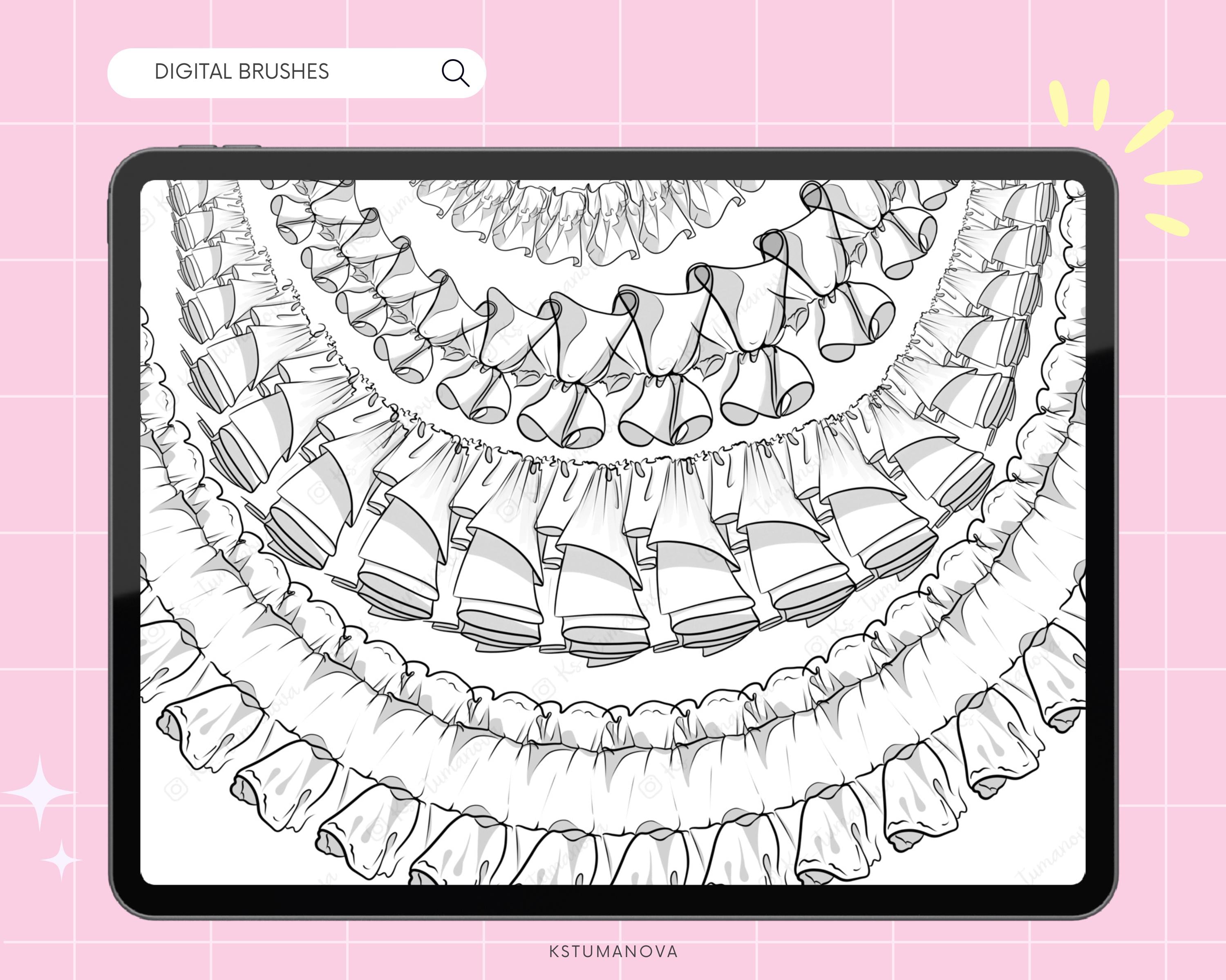 Procreate Ruffles Brushes. Procreate Folds Brushes. Procreate Fashion ...