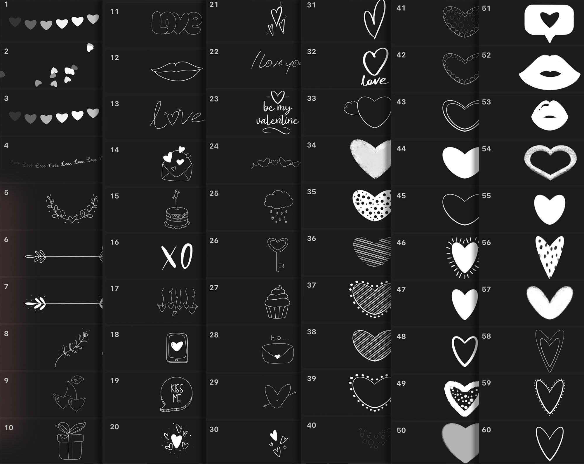 60 Procreate Brushes for Valentine's Day, Heart Stamp, Procreate ...