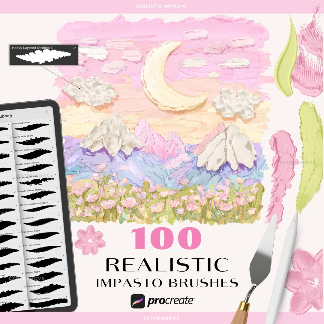 Realistic Impasto Oil Procreate Brushes. Procreate Acrylic Brushes ...