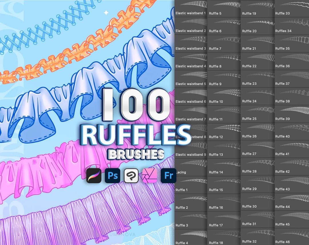 Photoshop Ruffles Fold Brushes. Procreate Fashion Ruffles Brushes ...