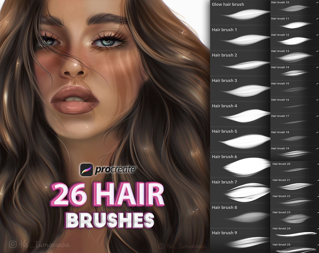 Procreate Hair Brushes. Hair Procreate Brush. Procreate Hair, Eyelashes ...