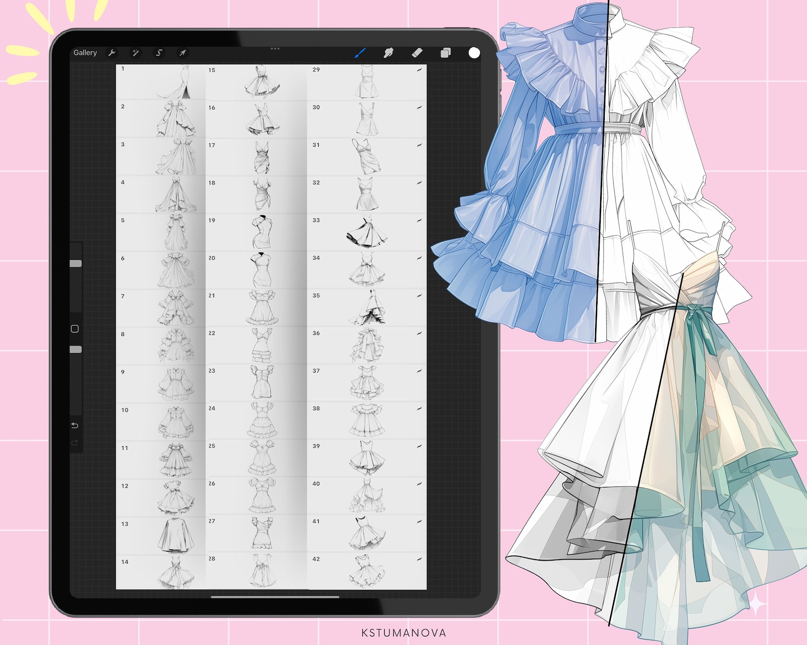 Photoshop Dresses Brushes. Procreate Fashion Dress Stamp Brushes ...