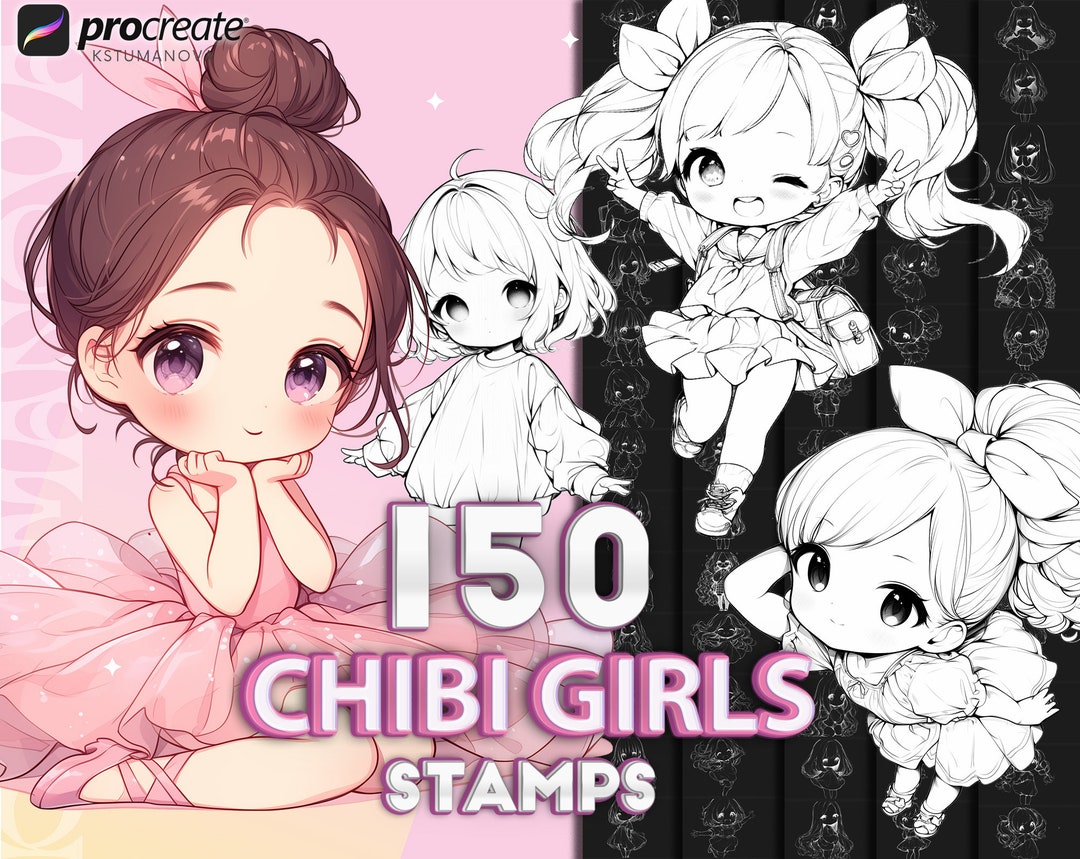 Procreate Chibi Girls Stamps. Procreate Chibi Poses Brushes. Procreate ...