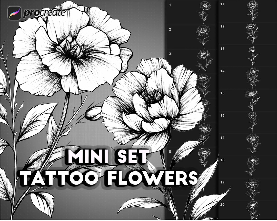 Procreate Tattoo Stamps. Procreate Flowers Brushes. Procreate Mini ...