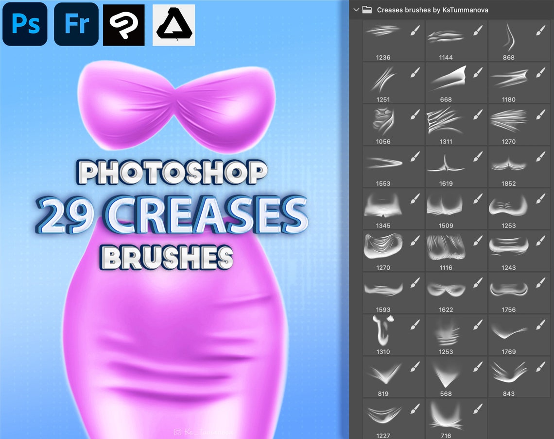 Photoshop Creases Brushes. Photoshop Clothes Brush. Crease Kit for ...
