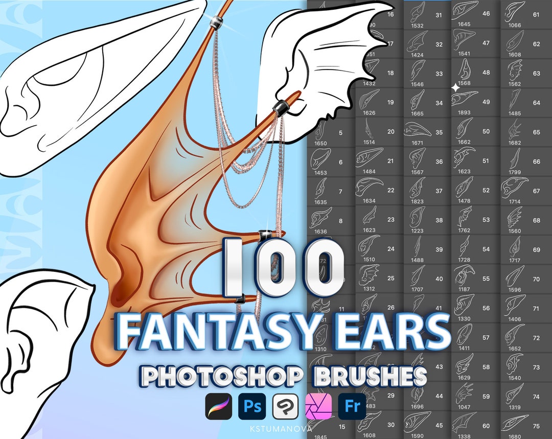 Photoshop Fantasy Ears Brushes. Photoshop Magic Fairies, Mermaid Brush ...