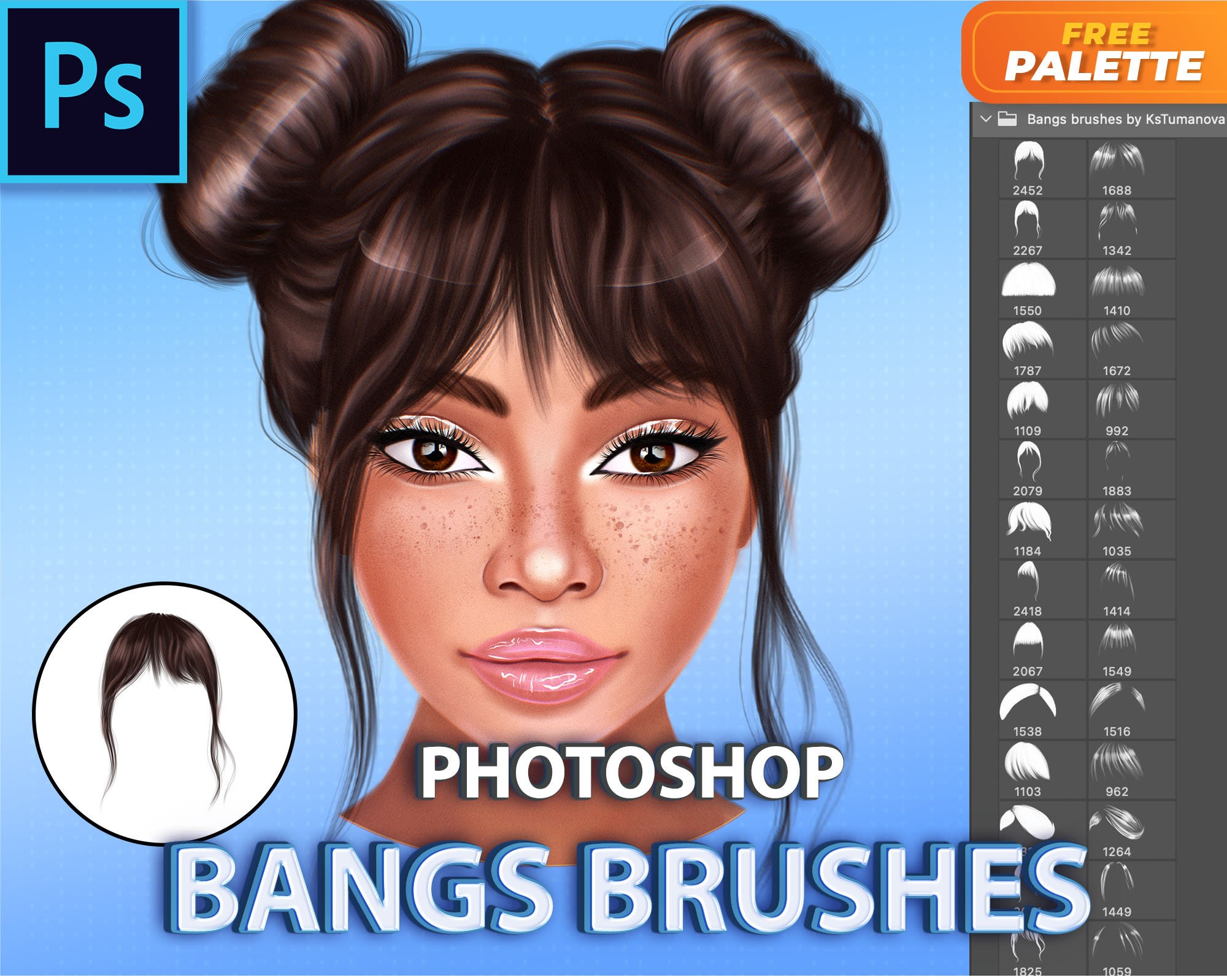 Photoshop Bangs Brushes. Photoshop Realistic Hair Brush. - Etsy