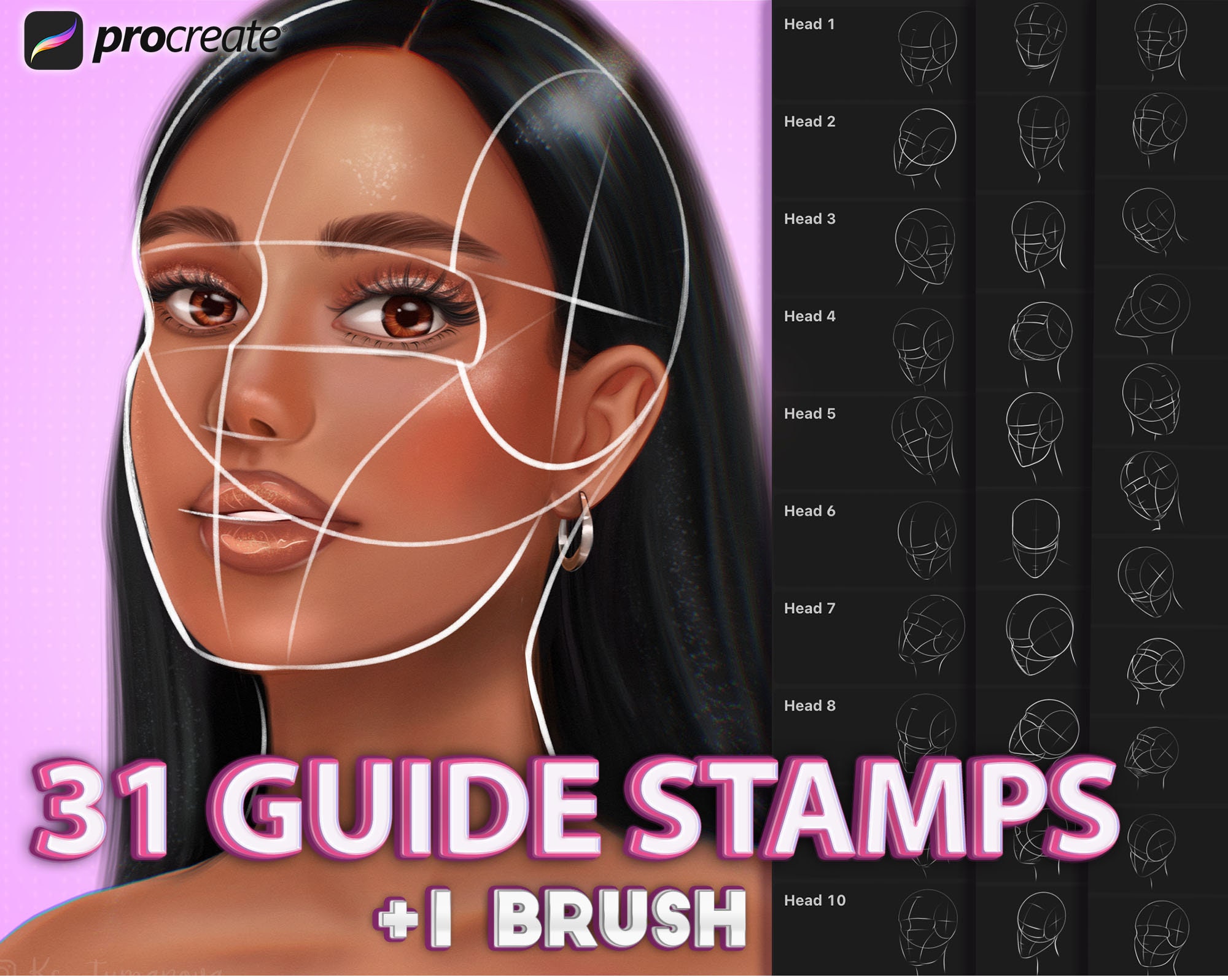 Procreate Heads Brushes Stamps Portrait Guide Stamps - Etsy