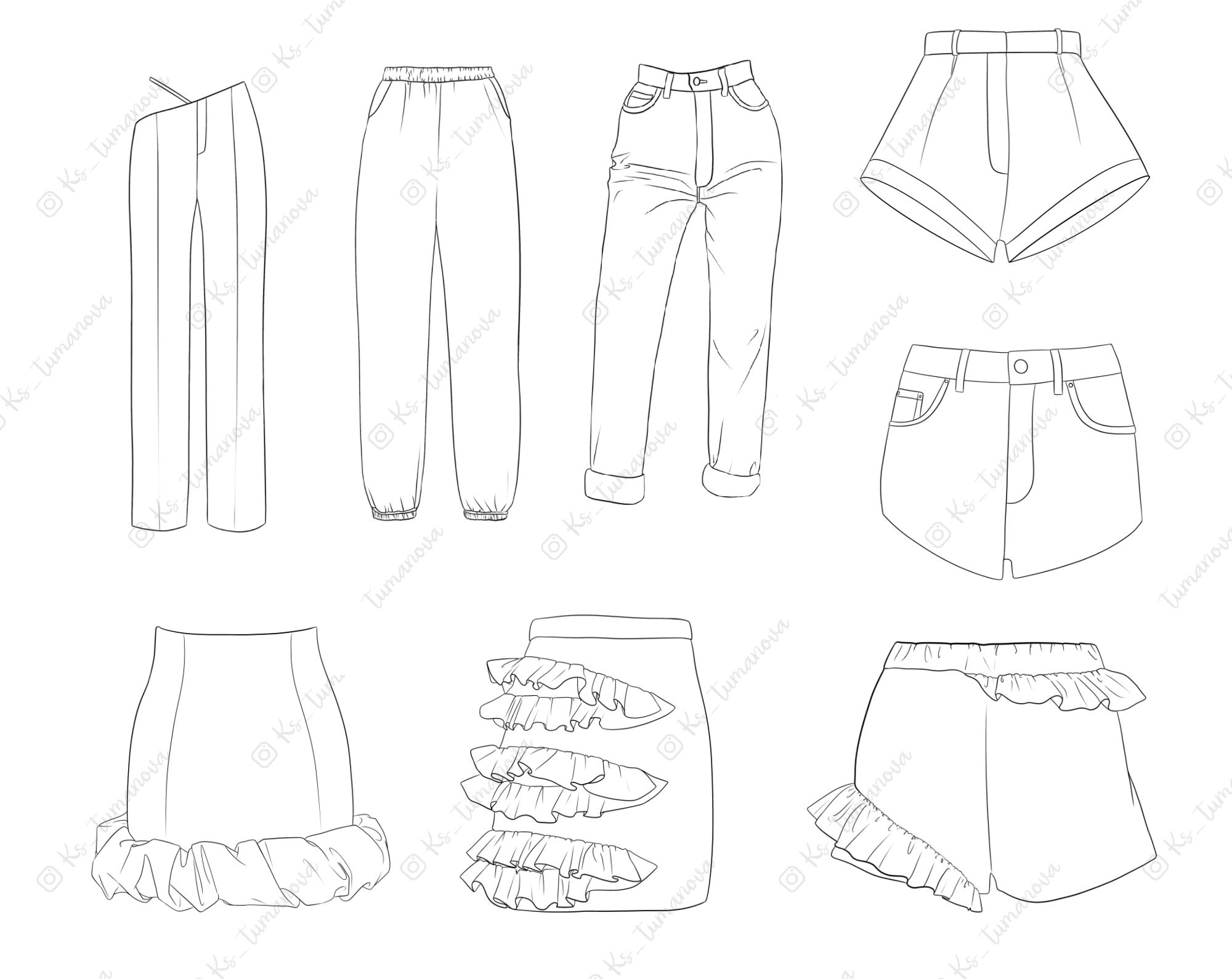 Procreate Brushes Skirts Shorts And Trousers Procreate Jeans Etsy