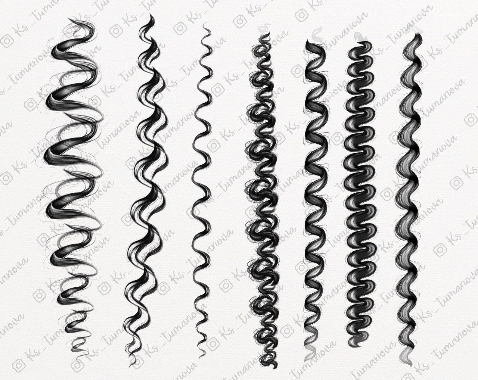 Photoshop Curly Hair Brushes. Adobe Fresco, Clip Studio Paint ...