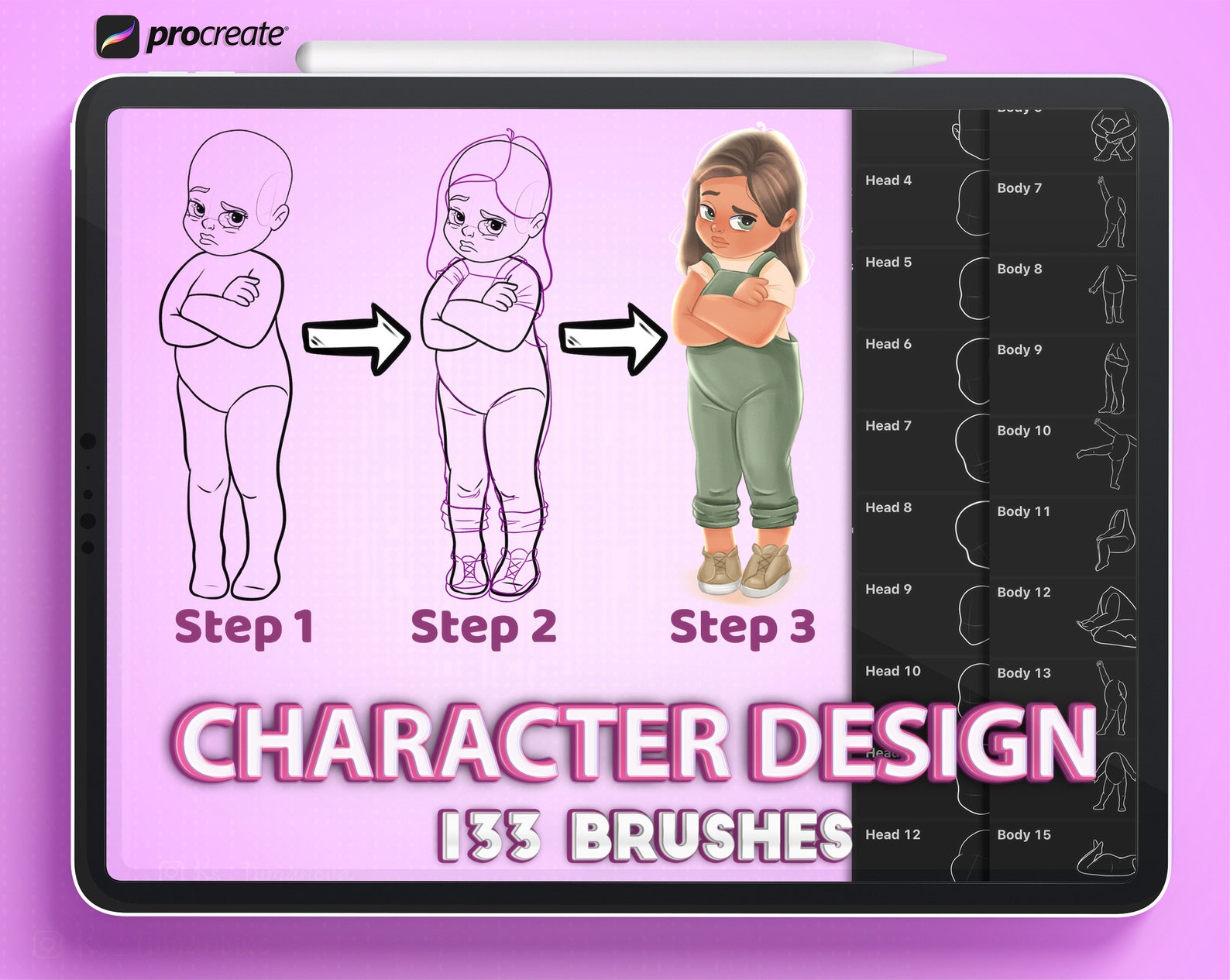 Procreate Brushes for Character Design. Procreate Body Poses Stamps ...