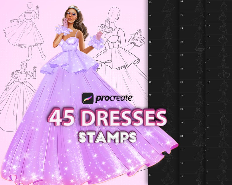 Procreate Poses Brushes. Procreate Dresses Stamps. Procreate | Etsy