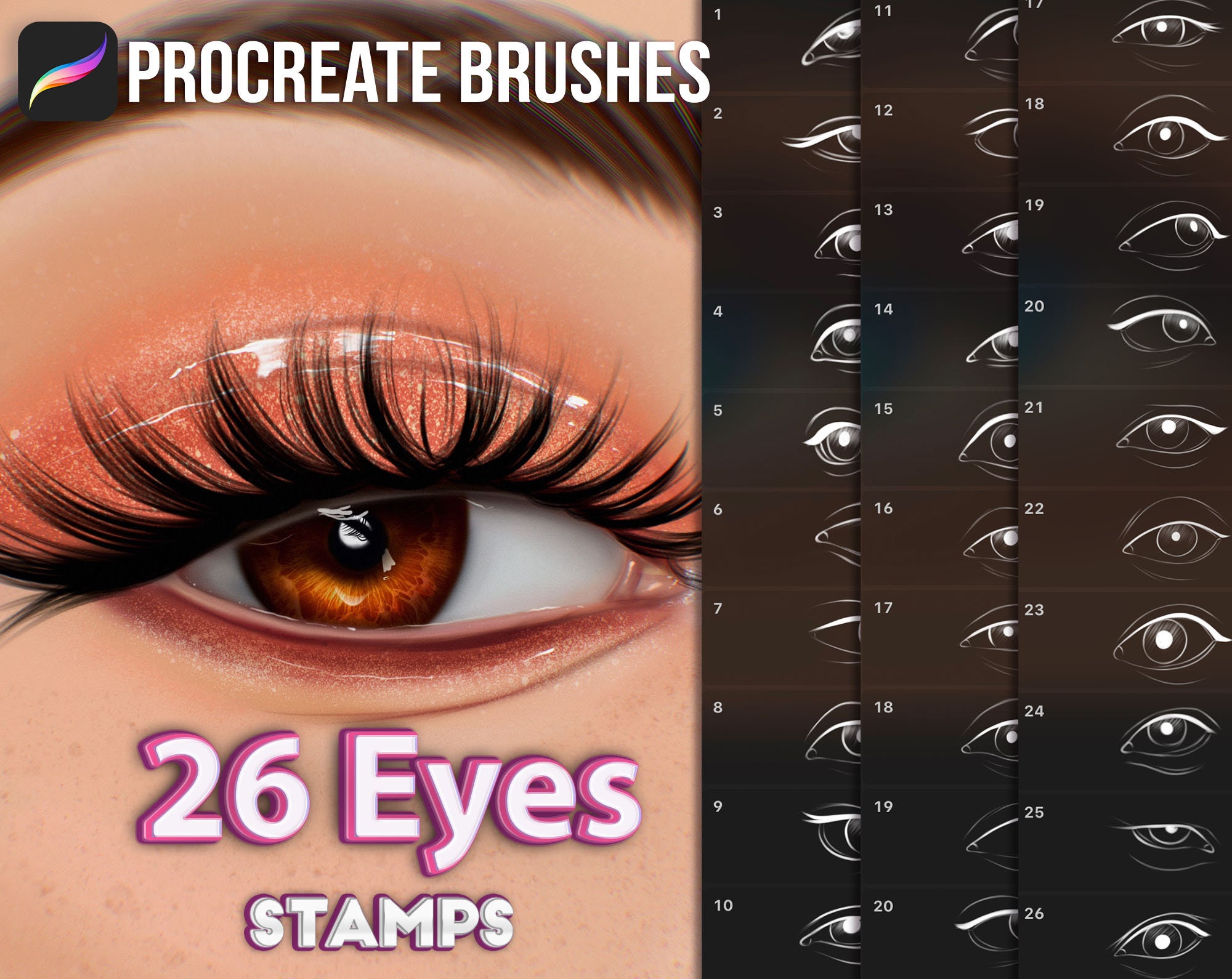 Procreate Brushes. Procreate Eyes Noses Lips Stamps. | Etsy