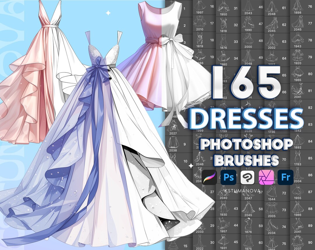 Photoshop Dresses Brushes. Procreate Fashion Dress Stamp Brushes ...