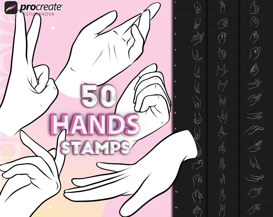 Procreate Hands Stamps. Procreate Hand Brushes. Procreate Pose ...