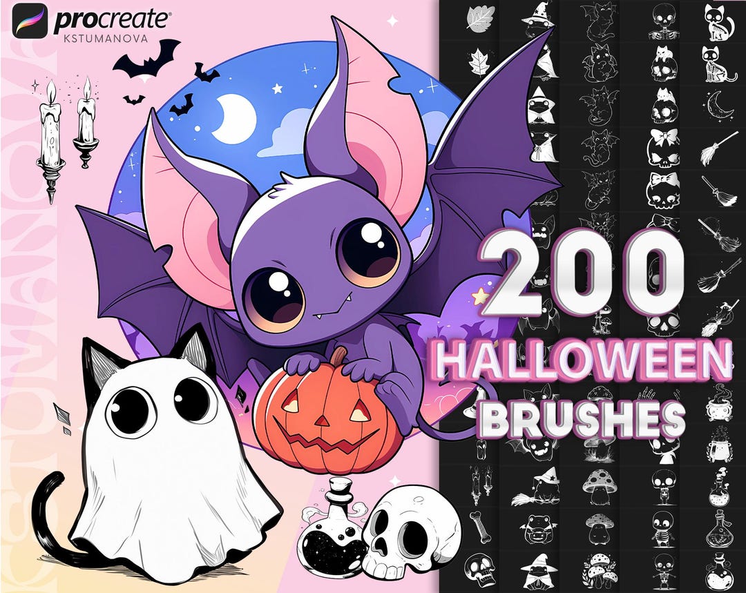Procreate Halloween Brushes. Procreate Spooky, Ghost, Bat, Pumpkin ...