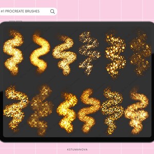 Procreate Glitter Texture Brushes. Procretae Gold Metallic Glow. Shimmer, Shiny Brushes for ...