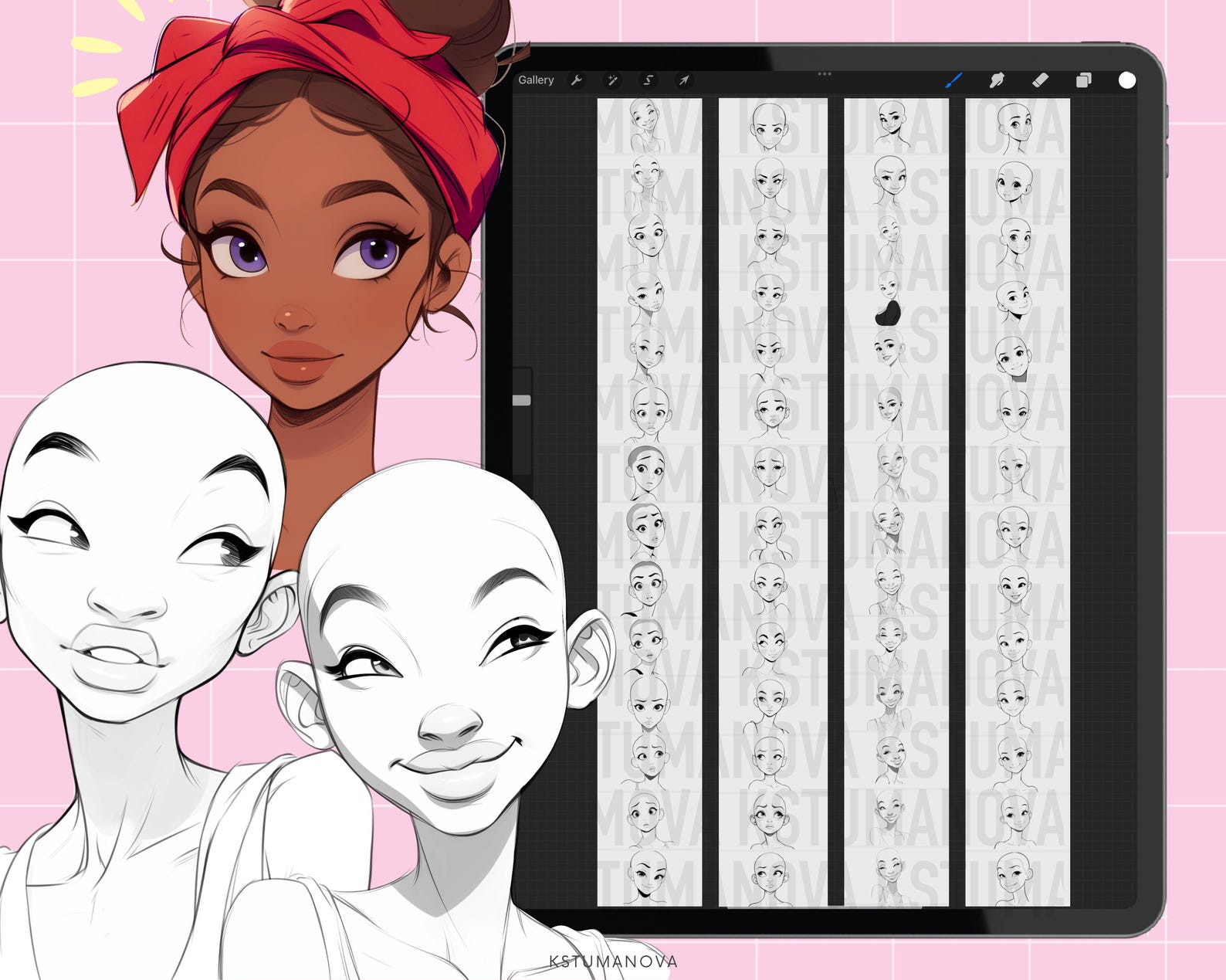 Procreate Cartoon Princess Face Brushes. Procreate Cartoon Head Base ...