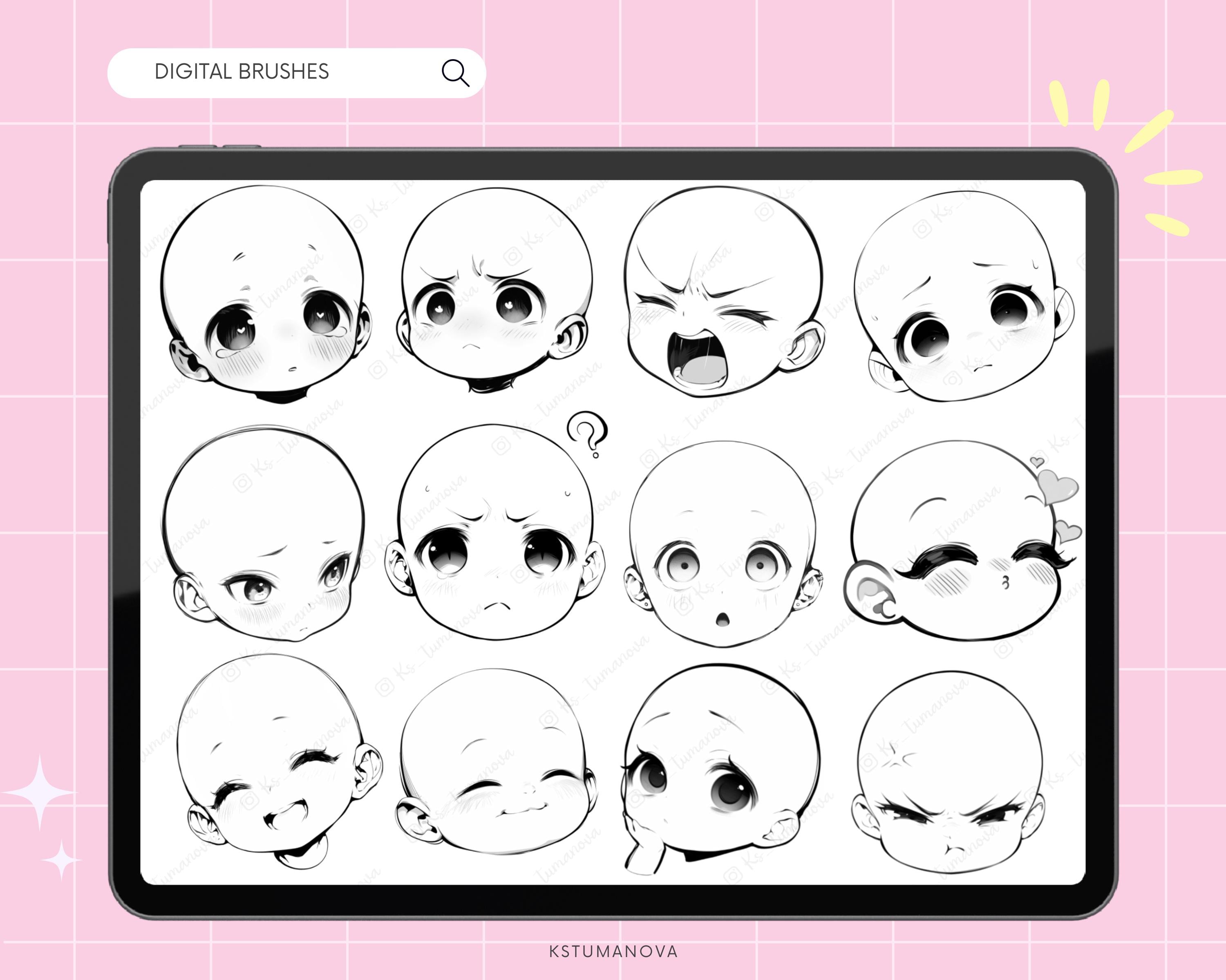 Photoshop Chibi Emote Face Brushes. Photoshop Chibi Anime Heads ...