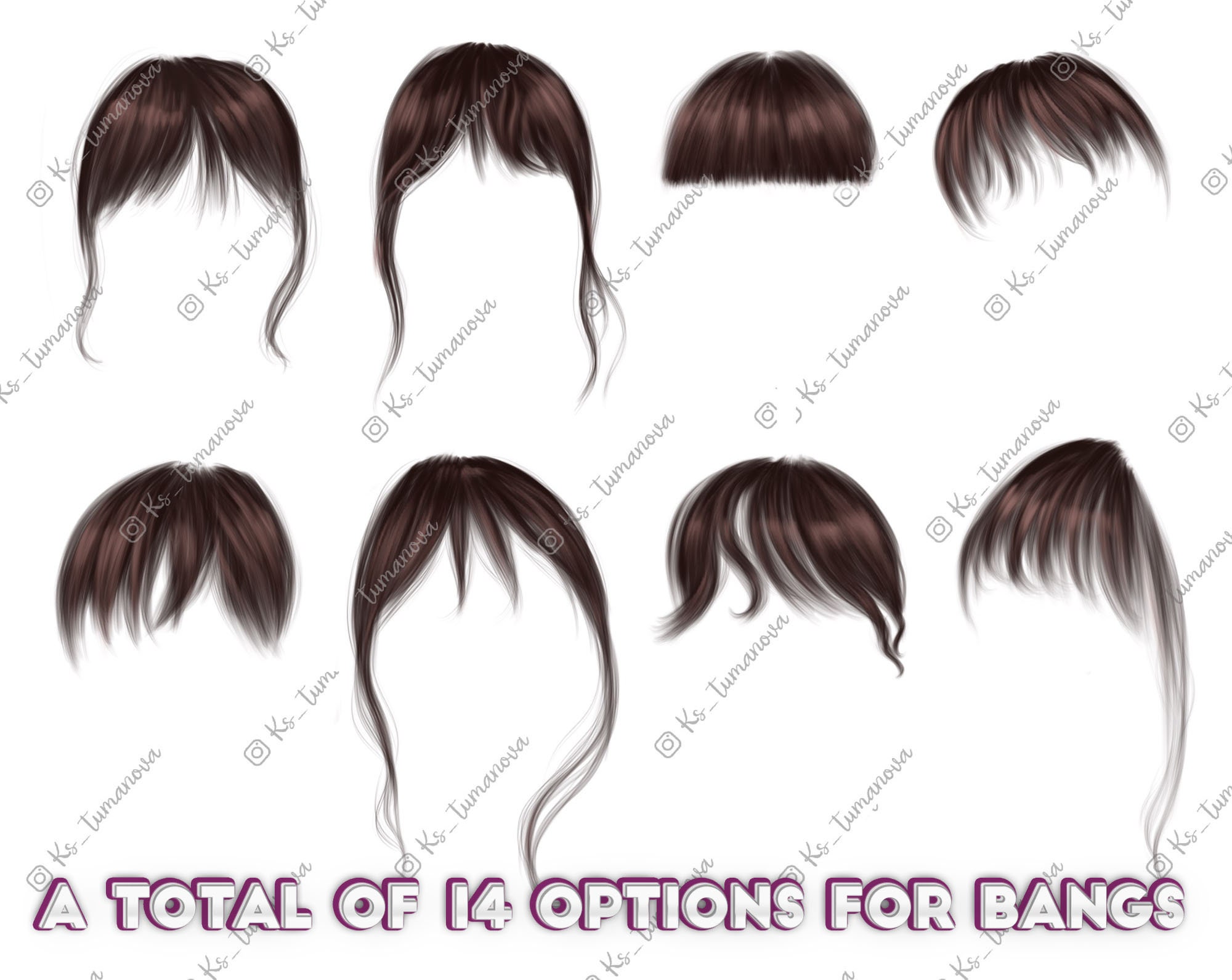 Photoshop Bangs Brushes. Photoshop Realistic Hair Brush. - Etsy