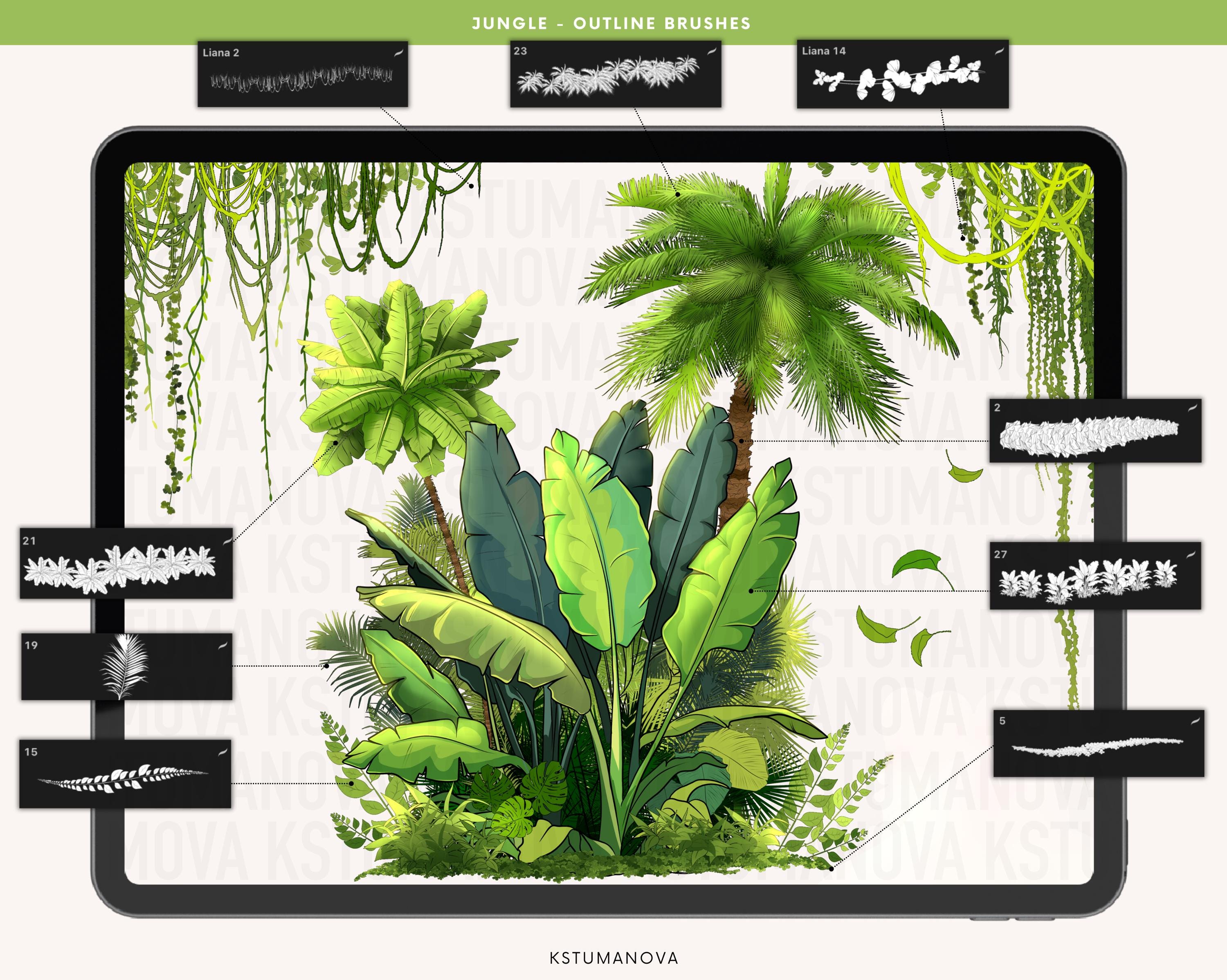 Procreate Jungle Brushes. Procreate Tropical Leaves Stamps. Procreate ...
