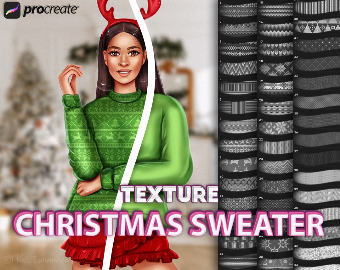 Procreate Knitted Texture Brushes. Christmas Sweater Texture Brushes ...