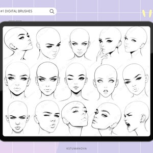 Procreate Face Brushes. Procreate Head Stamps. Procreate Women Base ...