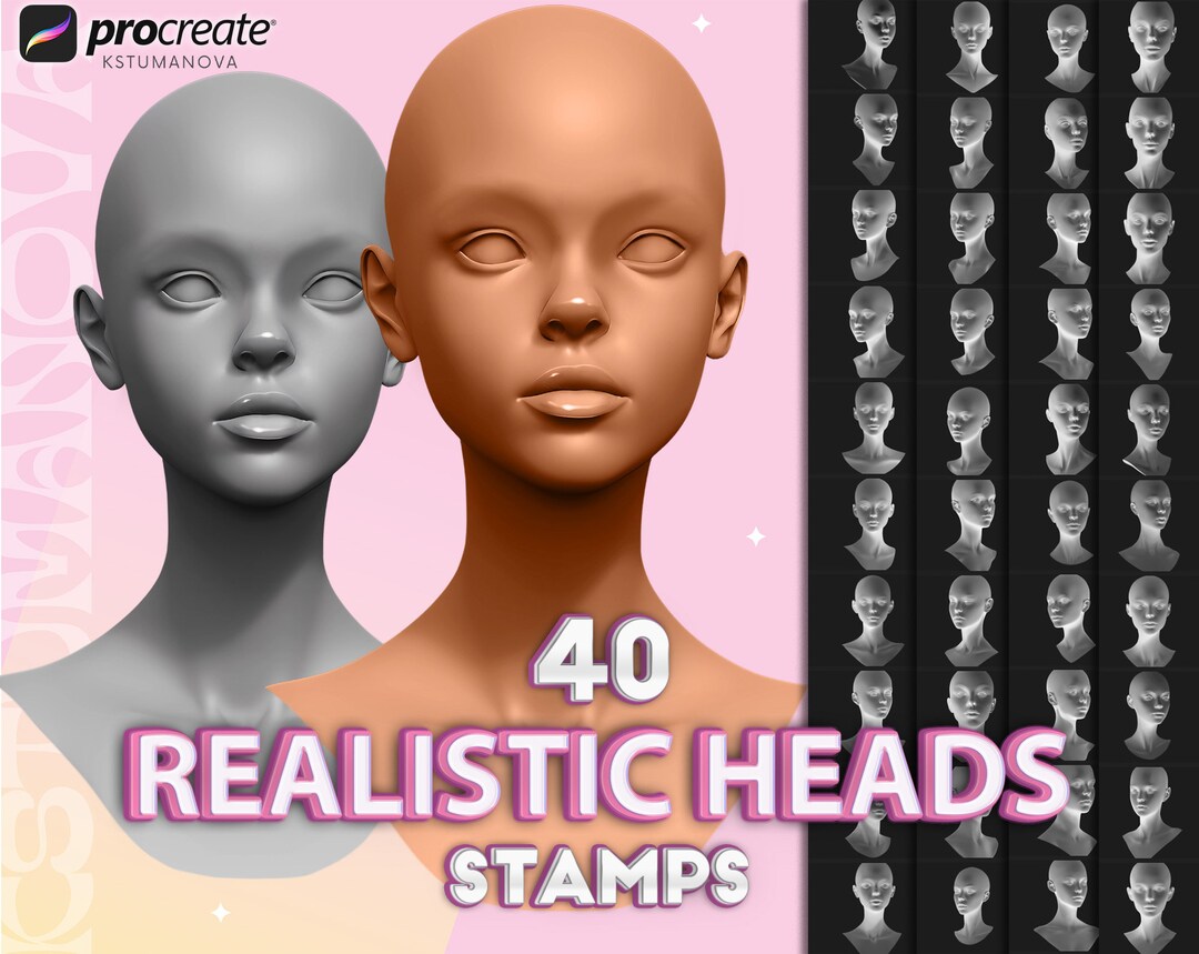Procreate Realistic Heads Brushes. Procreate Portrait Stamps. Digital Anatomy Brushes - Etsy