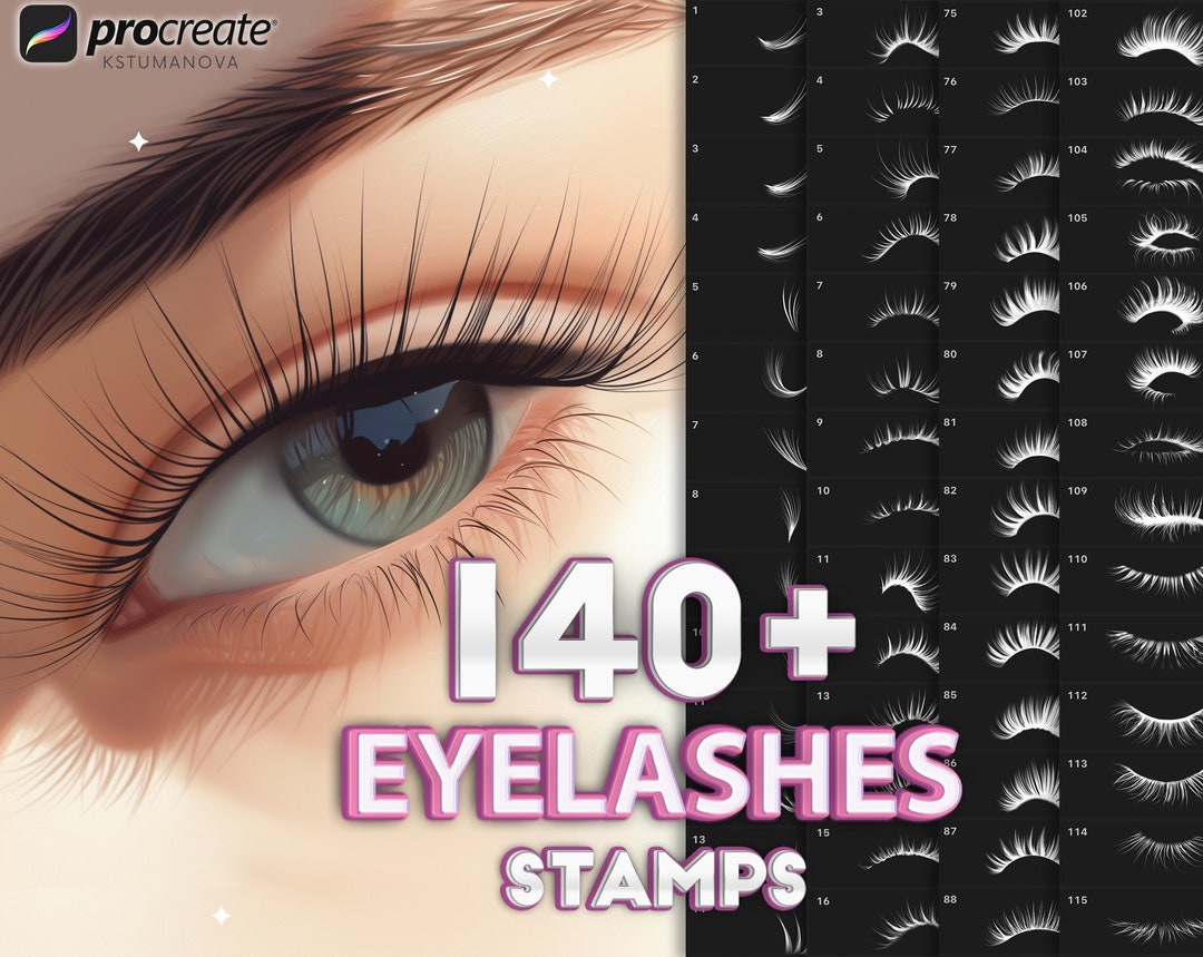 Procreate Eyelashes Stamps Brushes. Procreate Extended Eyelash Stamp ...