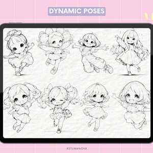 Procreate Chibi Girls Stamps. Procreate Poses Brushes, Anime Manga ...