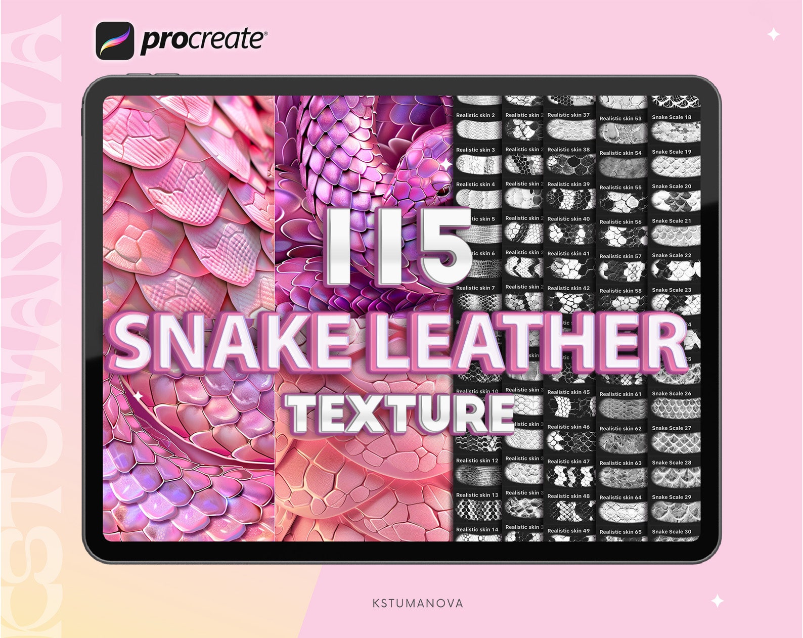 Procreate Snake Skin Texture. Realistic Leather Procreate Brushes ...