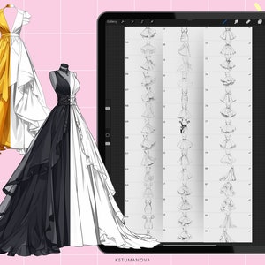 Photoshop Dresses Brushes. Procreate Fashion Dress Stamp Brushes. Procreate Clothing Design ...