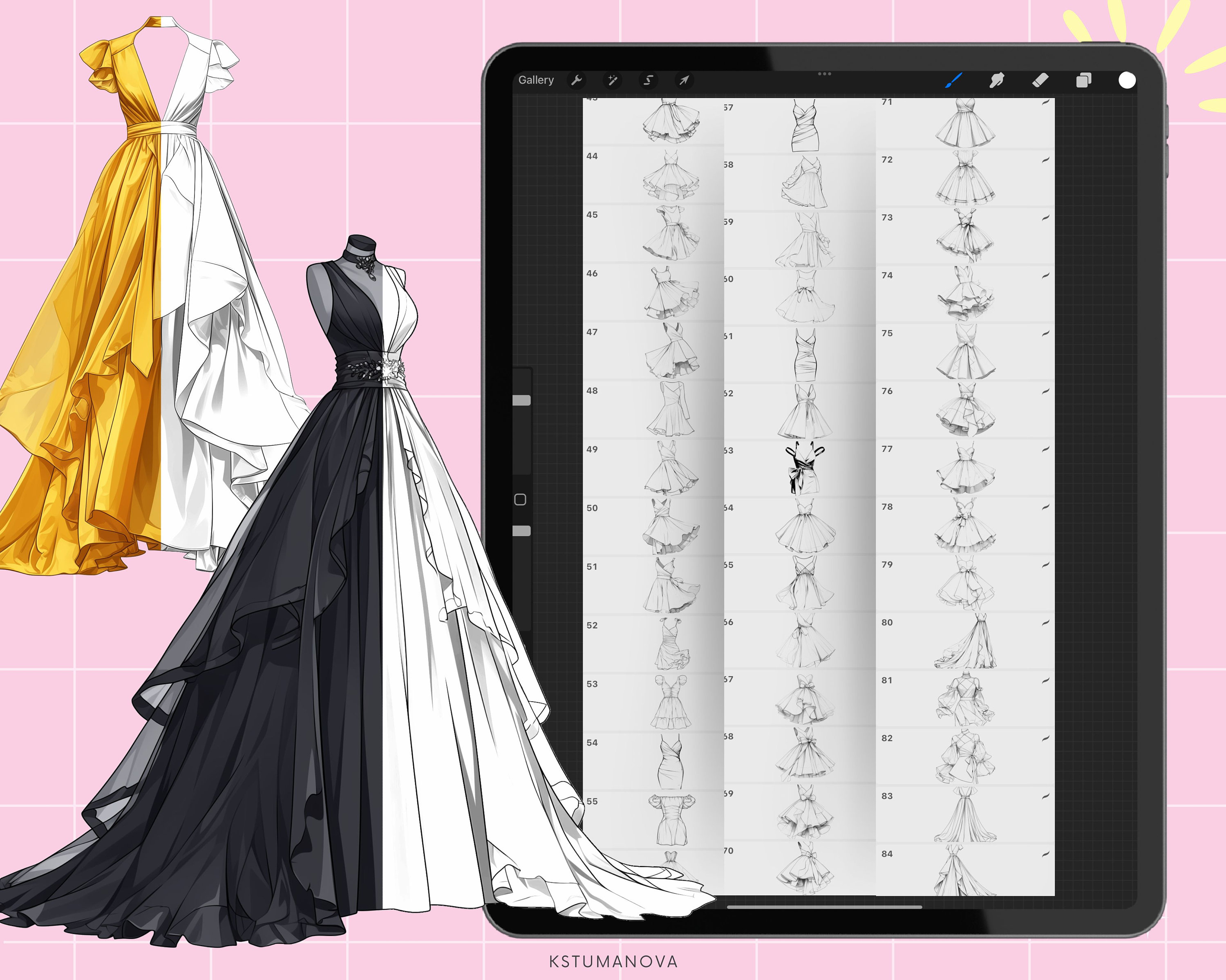 Photoshop Dresses Brushes. Procreate Fashion Dress Stamp Brushes ...