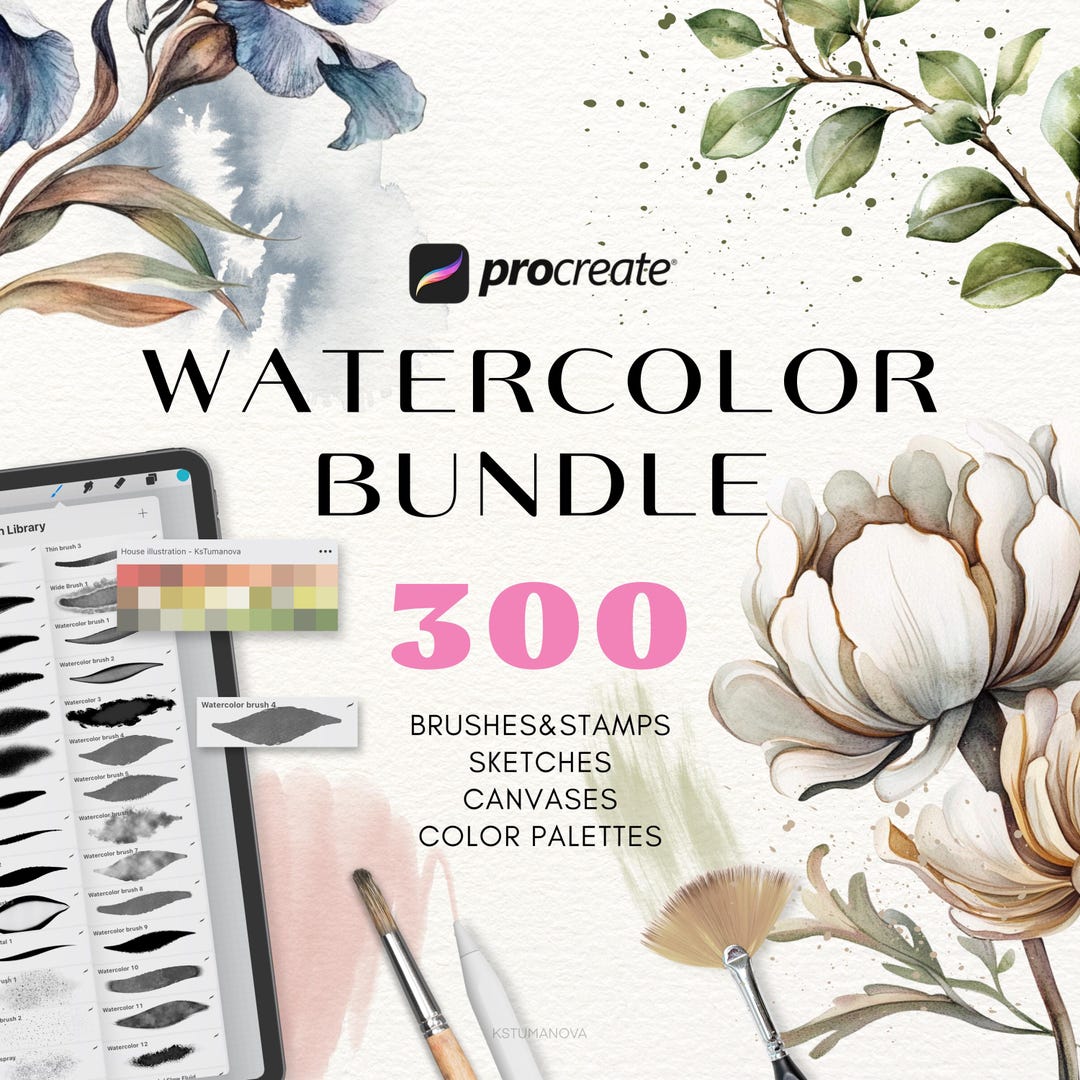 Realistic Watercolor Procreate Brushes. Procreate Watercolor Bundle ...