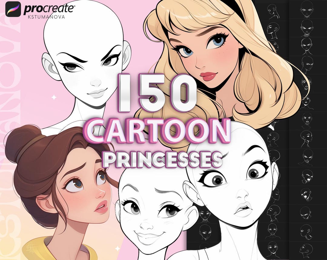 Procreate Cartoon Princess Face Brushes. Procreate Cartoon Head Base ...