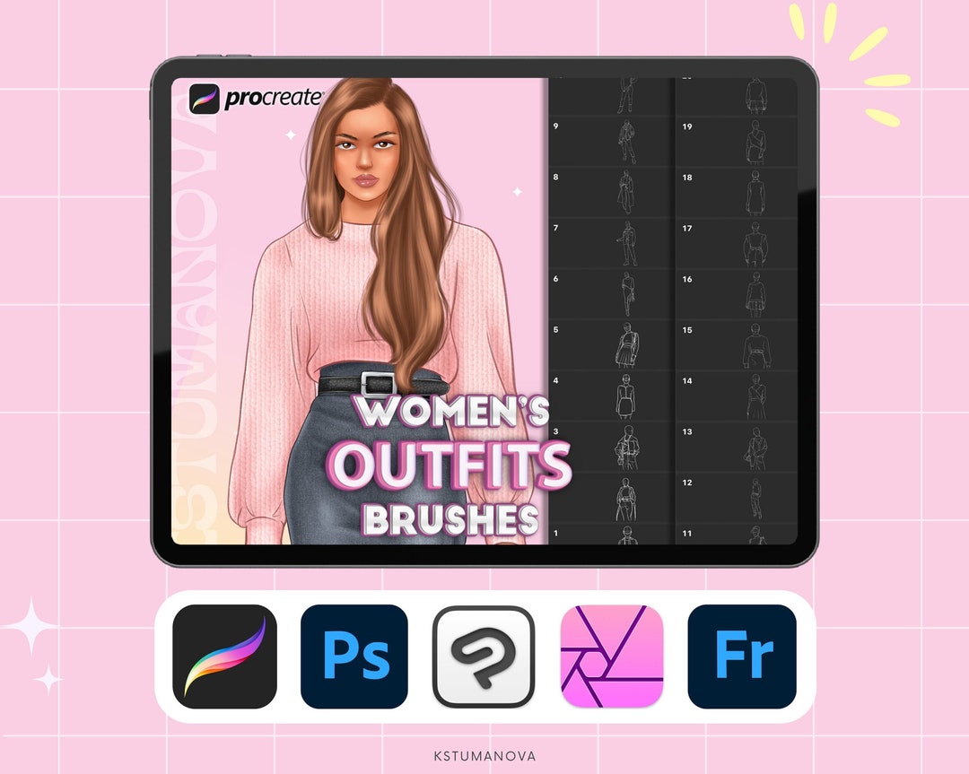Procreate Clothes Brushes. Procreate Female Poses Stamps. Digital ...