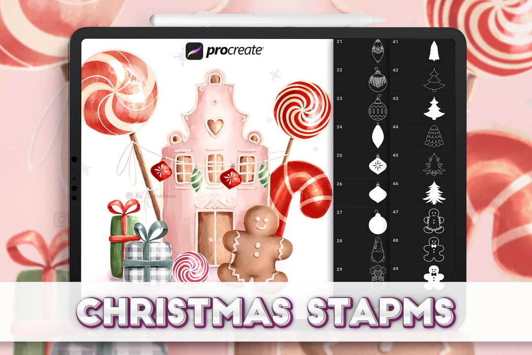 Procreate Christmas Brushes. Procreate Holiday Stamps. Xmas Digital ...
