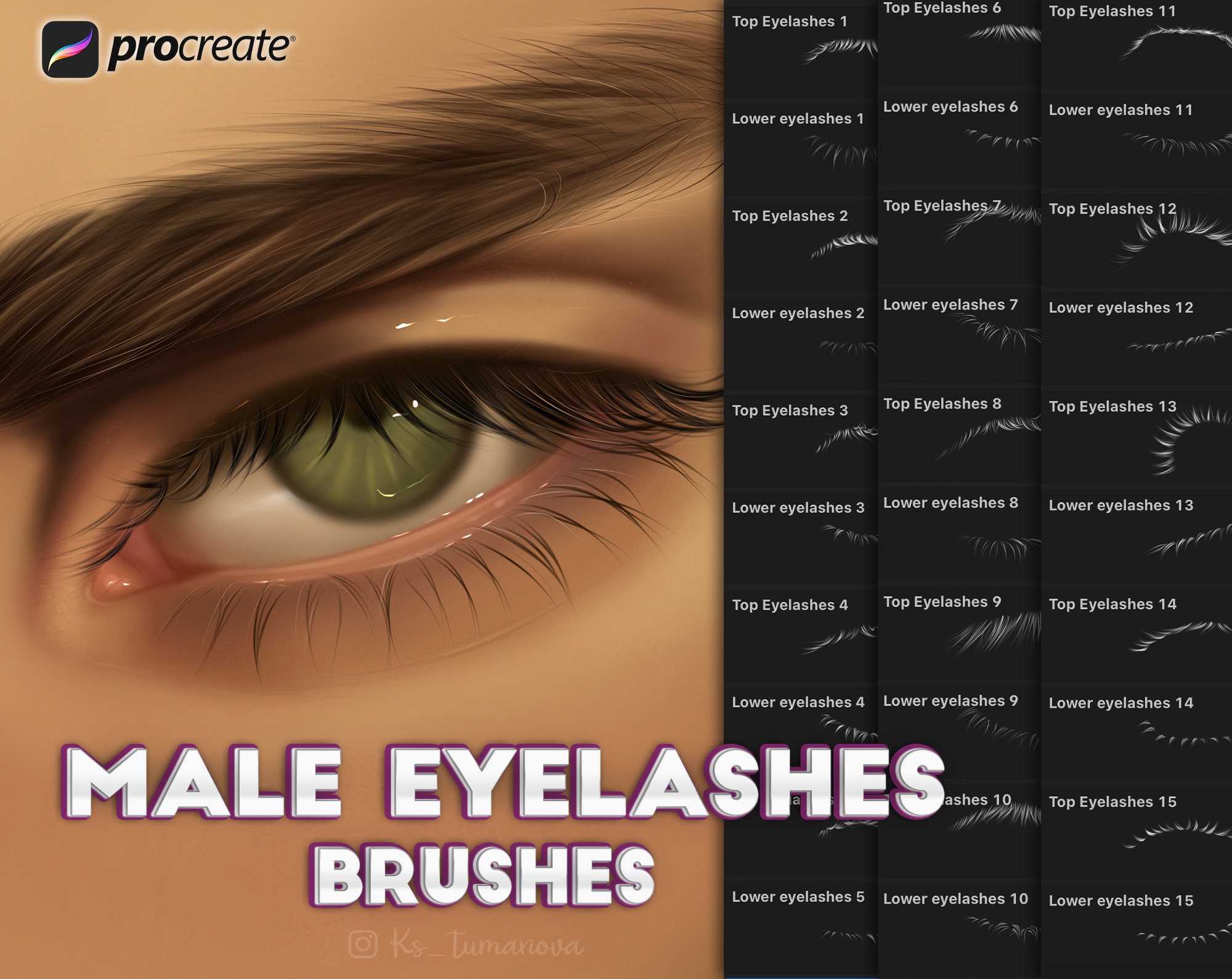 Procreate Male Eyelashes. Procreate Man Eyes Stamps. Procreate - Etsy