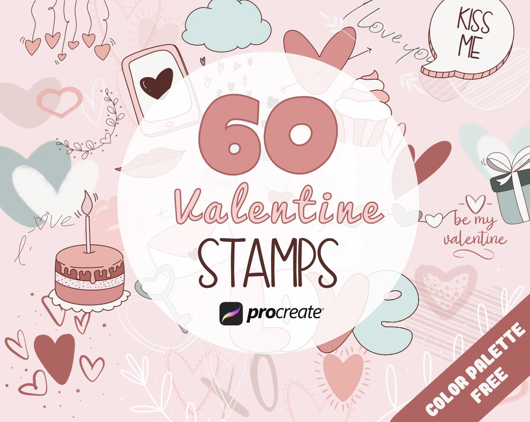 60 Procreate Brushes for Valentine's Day, Heart Stamp, Procreate ...