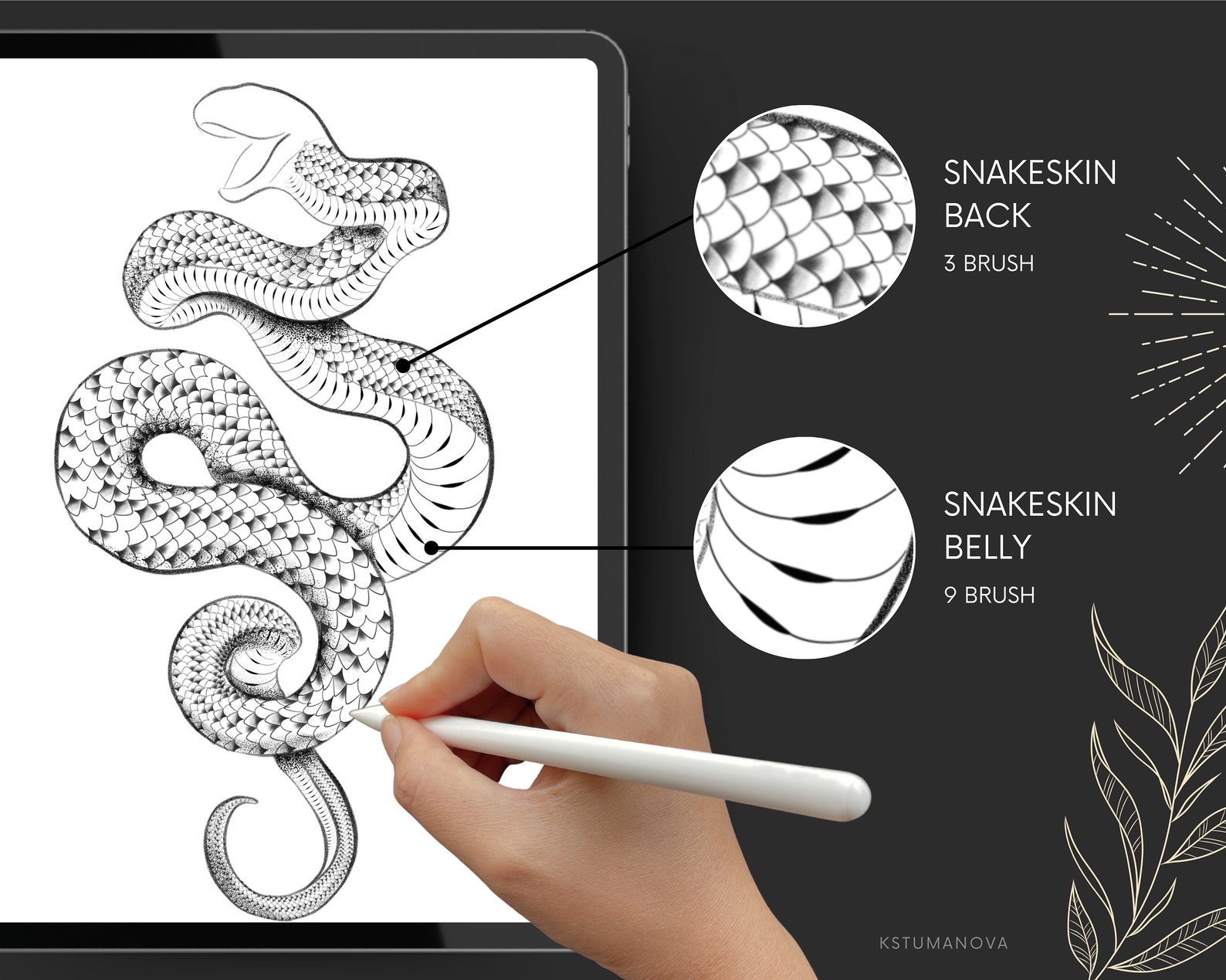 Procreate Snakeskin Brushes. Procreate Snake Scale Brush. Procreate ...