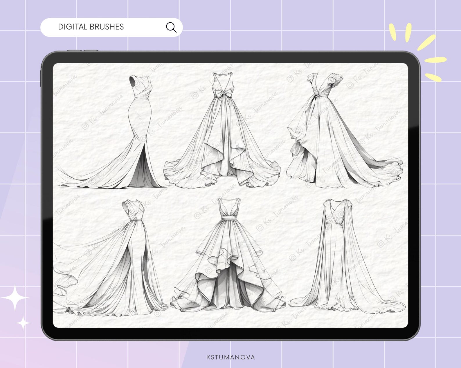 Photoshop Dresses Brushes. Procreate Fashion Dress Stamp Brushes ...