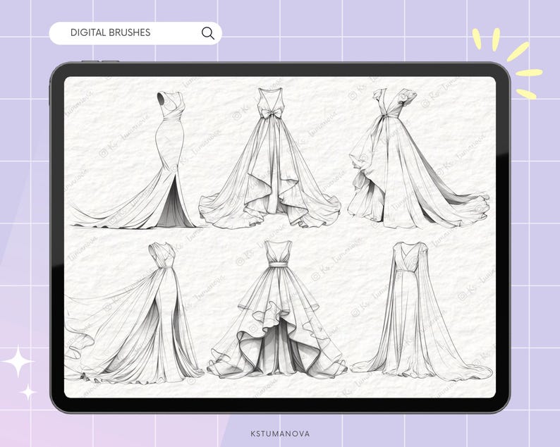 Photoshop Dresses Brushes. Procreate Fashion Dress Stamp Brushes ...