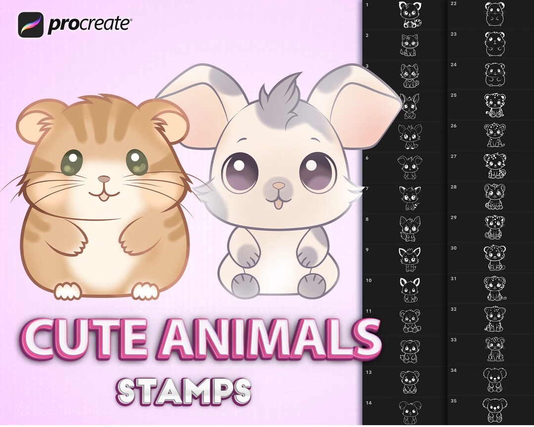 Procreate Kawaii Anime Brushes. Procreate Cute Animals Stamps. Instant ...