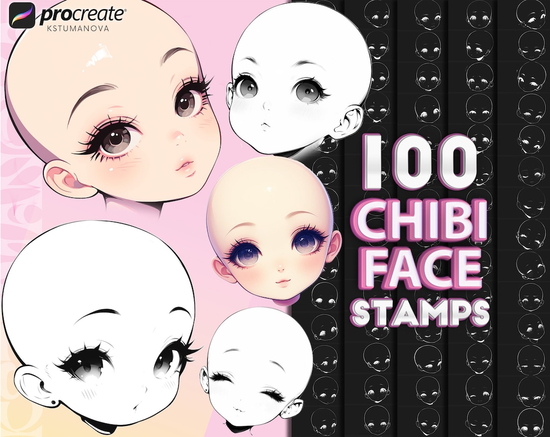 Procreate Chibi Face Brushes. Procreate Chibi Head Stamps. Procreate ...