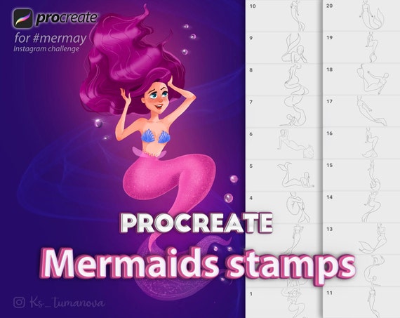 Procreate Mermaids Brushes. Procreate Mermaid Guide Stamps - Etsy