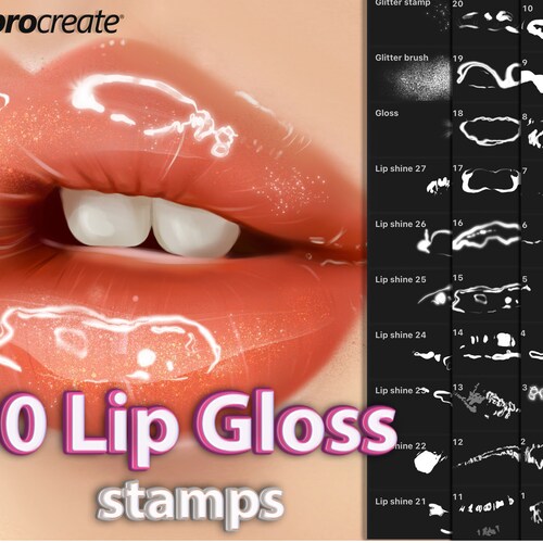 Procreate Realistic Lip Gloss Stamps Glitter Brushes For Etsy 